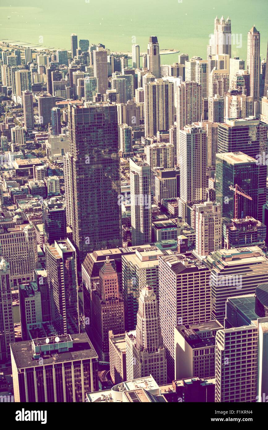 Vintage Grading Chicago Skyline Vertical Photography Stock Photo - Alamy
