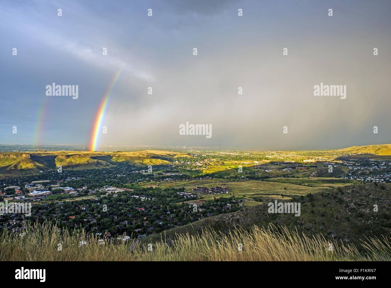 Denver Metro Rainbow. Beautiful Double Rainbow Above Golden, Colorado ...