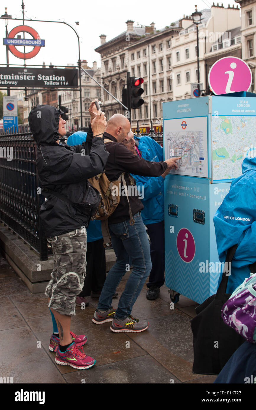 Team London Ambassadors information booth at Westminster subway station ...