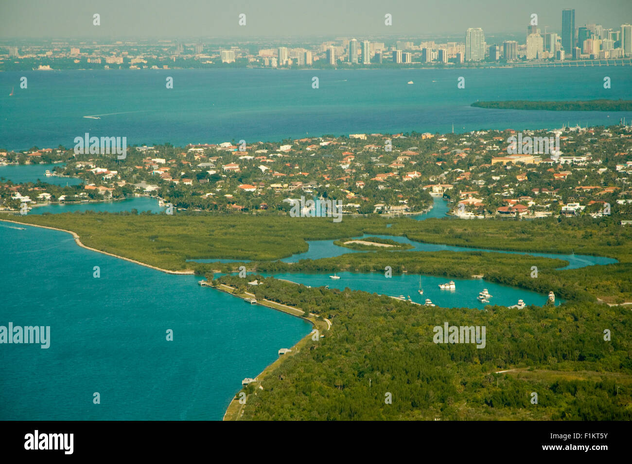 Aerial view of islands in the Atlantic Ocean, Miami, Florida, USA Stock ...