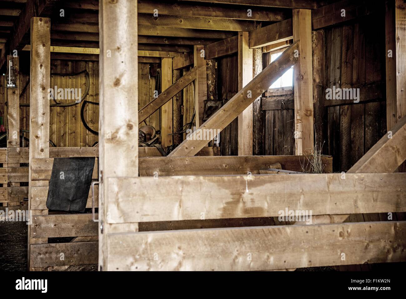 Aged Wooden Barn Interior in Sepia Color Grading Stock Photo - Alamy