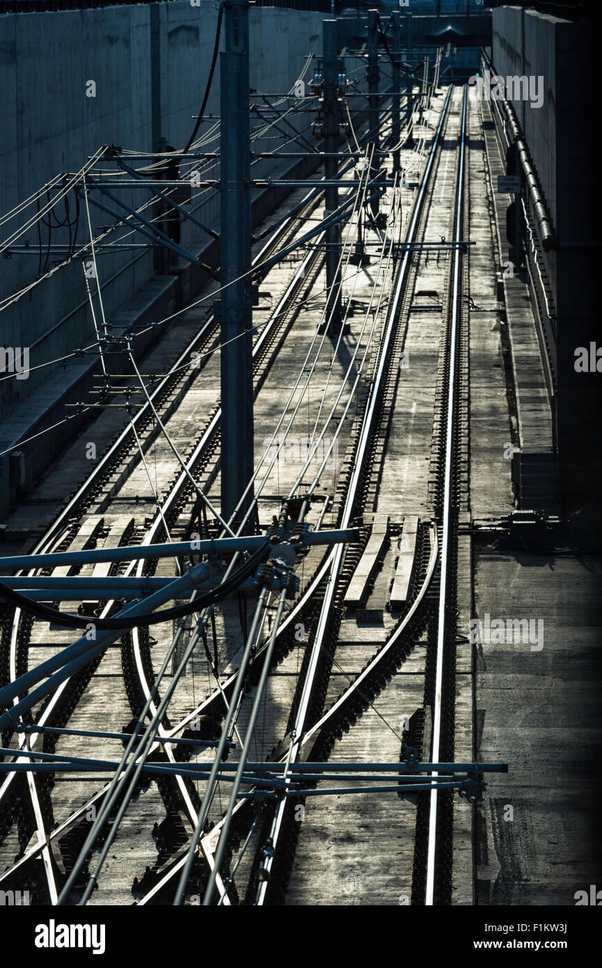 Light rail transit tracks, Calgary Alberta Canada Stock Photo - Alamy