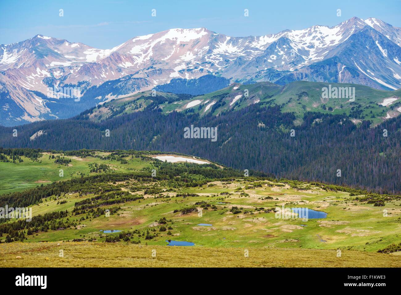Green nature snowy mountains hi-res stock photography and images - Alamy