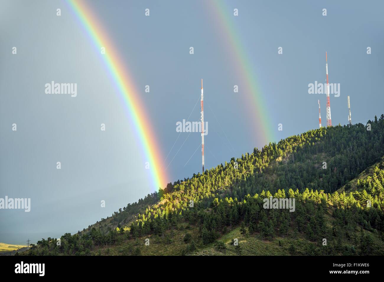 Sunrise double rainbow over hi-res stock photography and images - Alamy