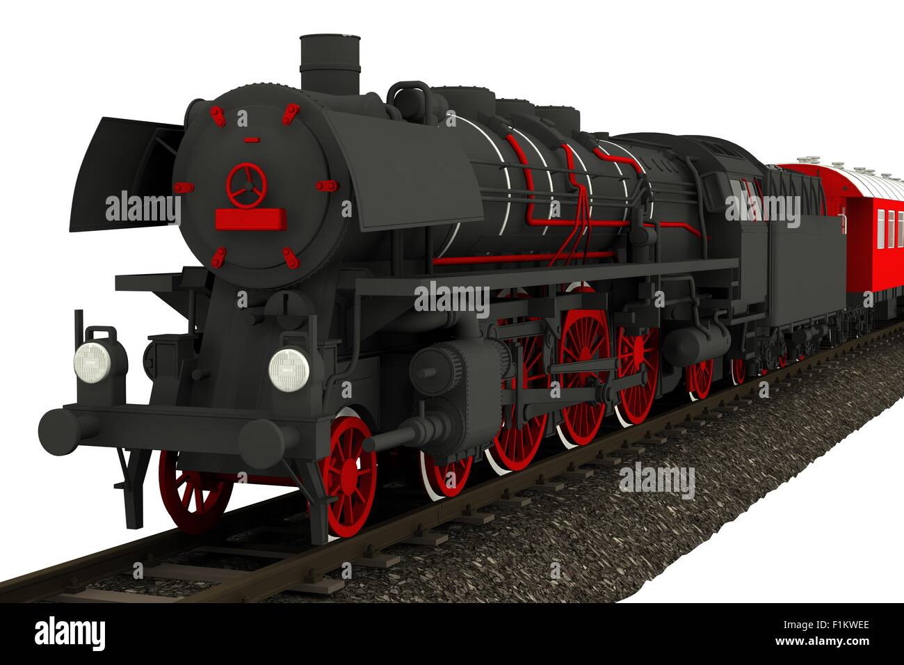 Isolated Old Locomotive Illustration. Black and Red Steam Locomotive ...