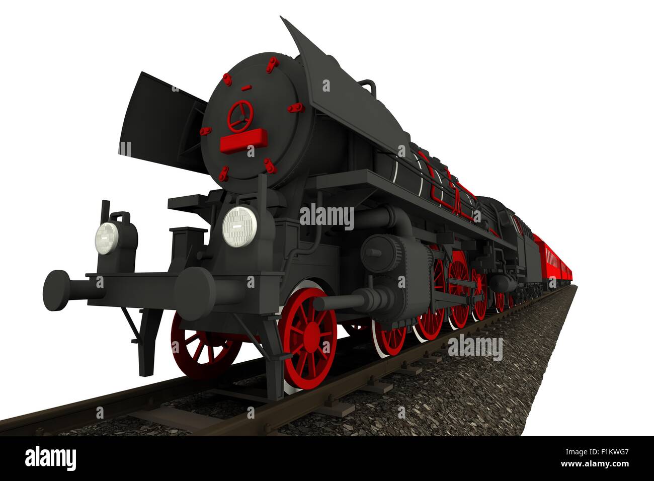 Steam Locomotive Isolated on Solid White Background. 3D Locomotive with ...