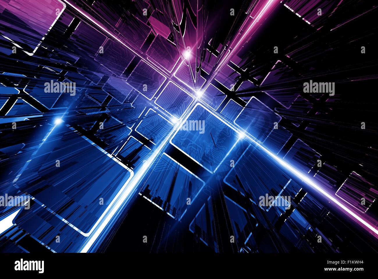 Technology Circuit and Shiny Glowing Bars Abstract Technology ...