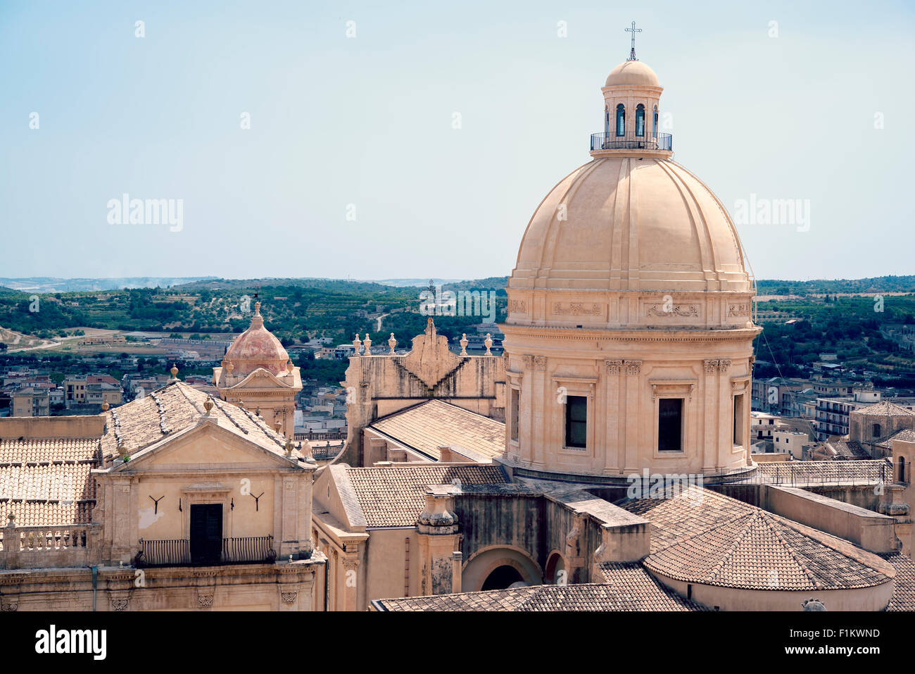 the dome of the cathedral of Saint Nicholas, Noto, Sicily Stock Photo ...