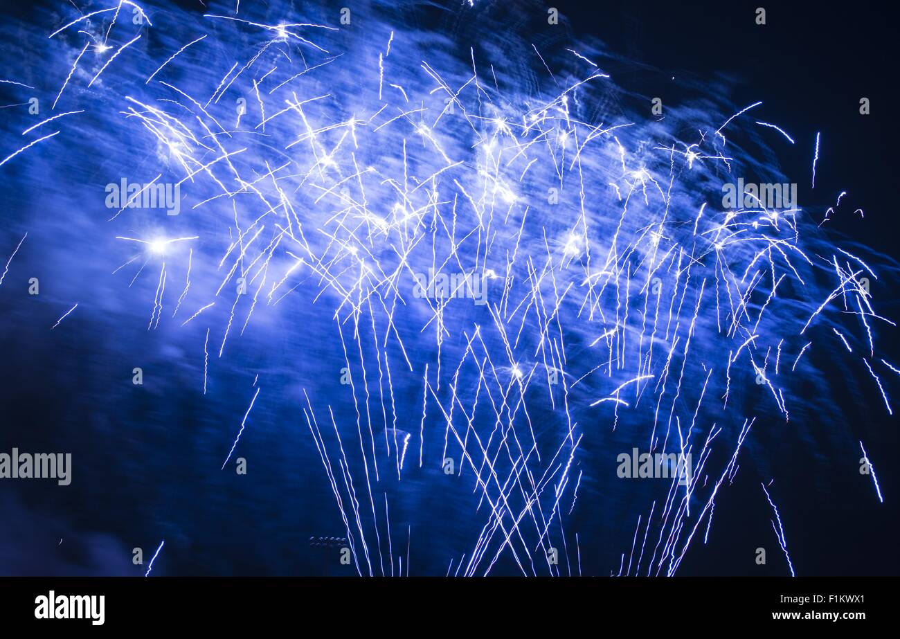 Bright Blue Fireworks Isolated on Black Stock Photo - Alamy