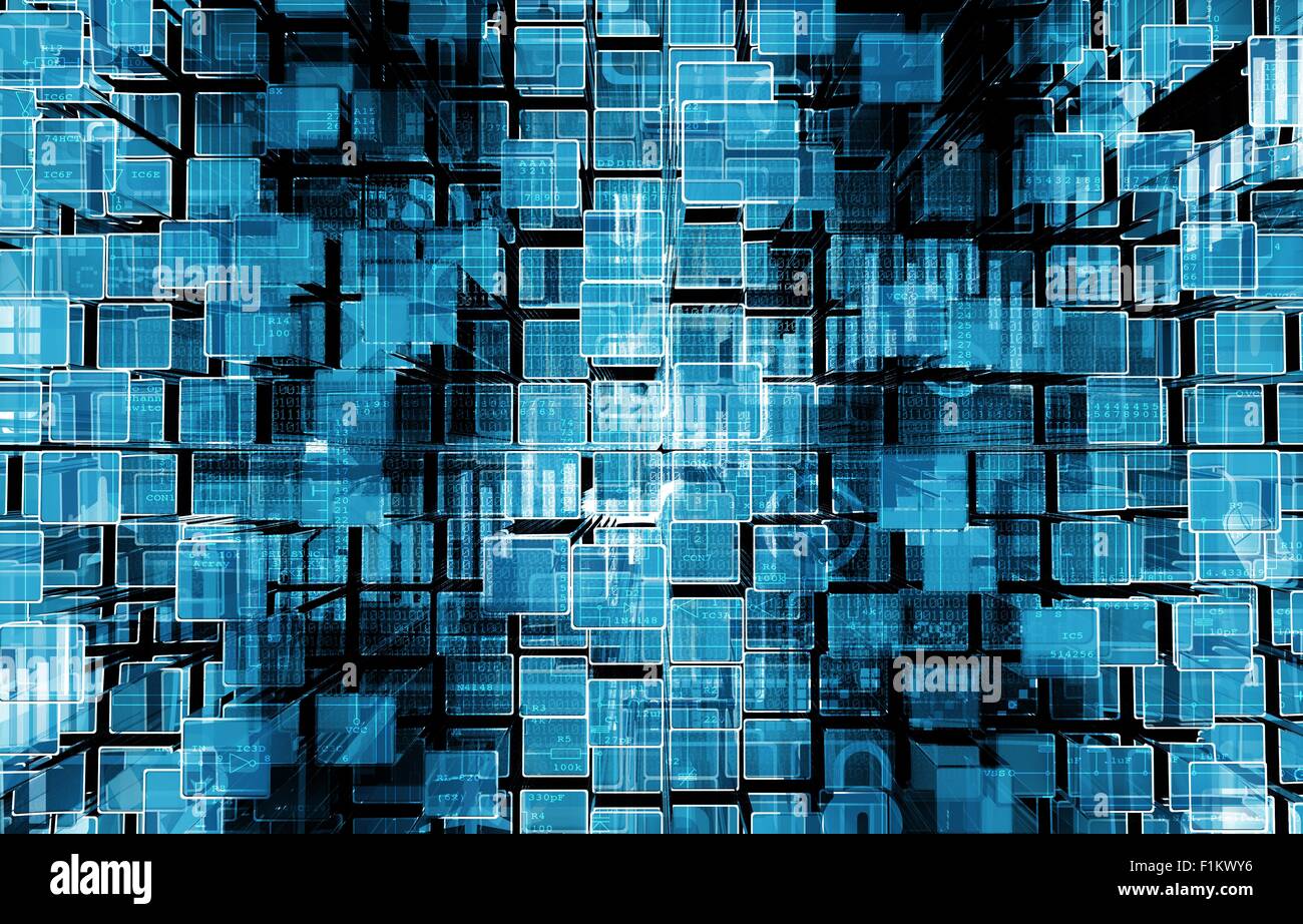 Digital Blue Background Concept Illustration with Electronic Scheme ...