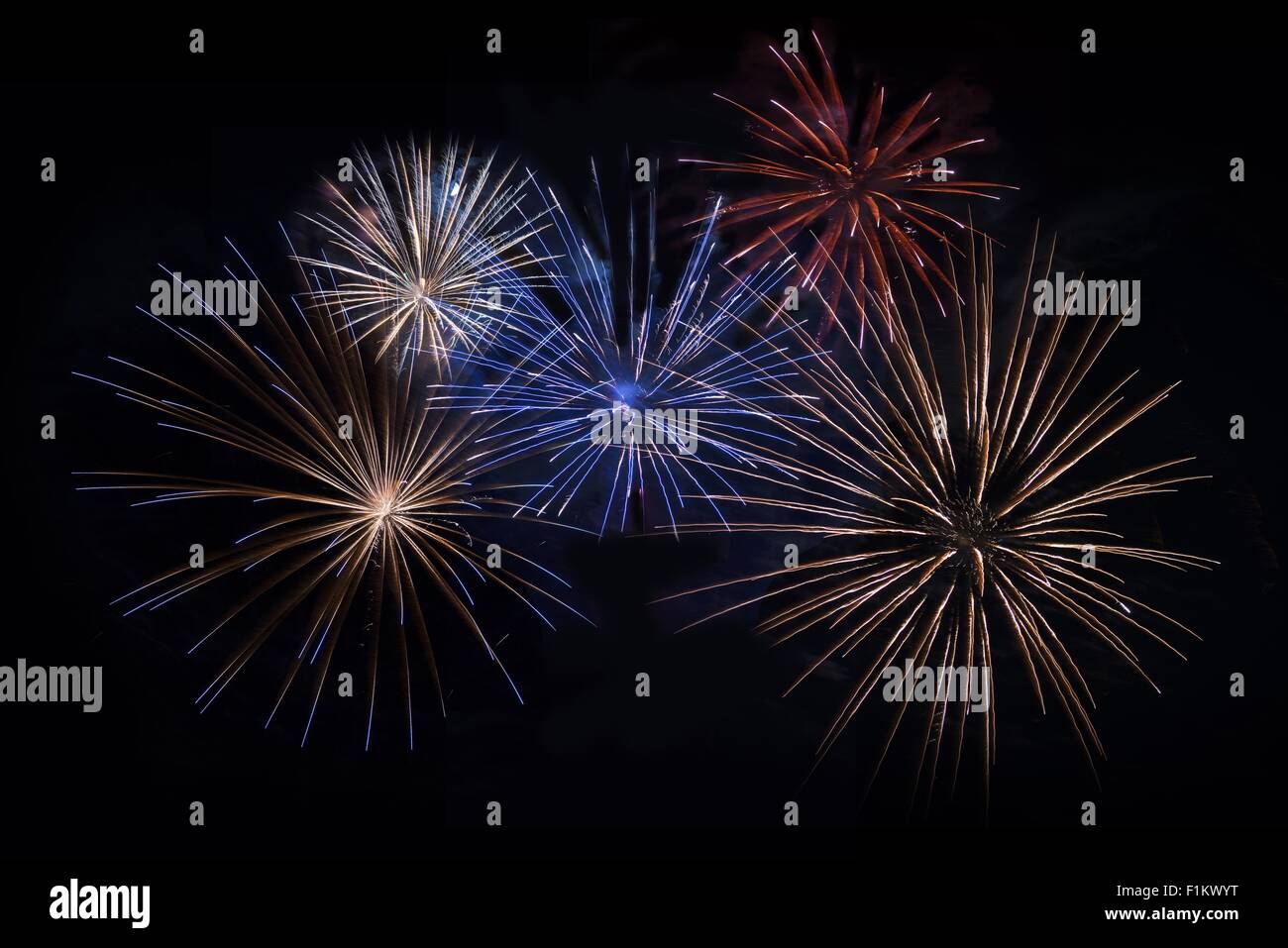 Isolated Firework. Five Different Firework Explosions Isolated Stock ...