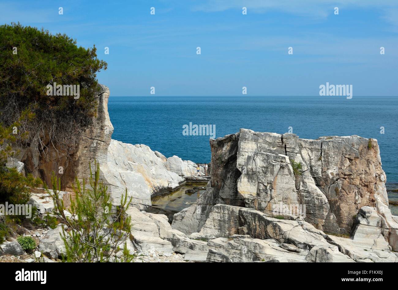 White marble rocks and cliffs on Thassos Island,Greece Stock Photo - Alamy