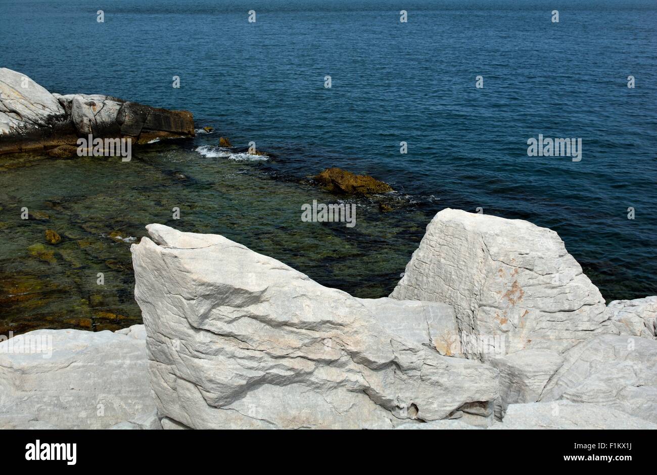 White marble rocks on Thassos Island,Greece Stock Photo - Alamy