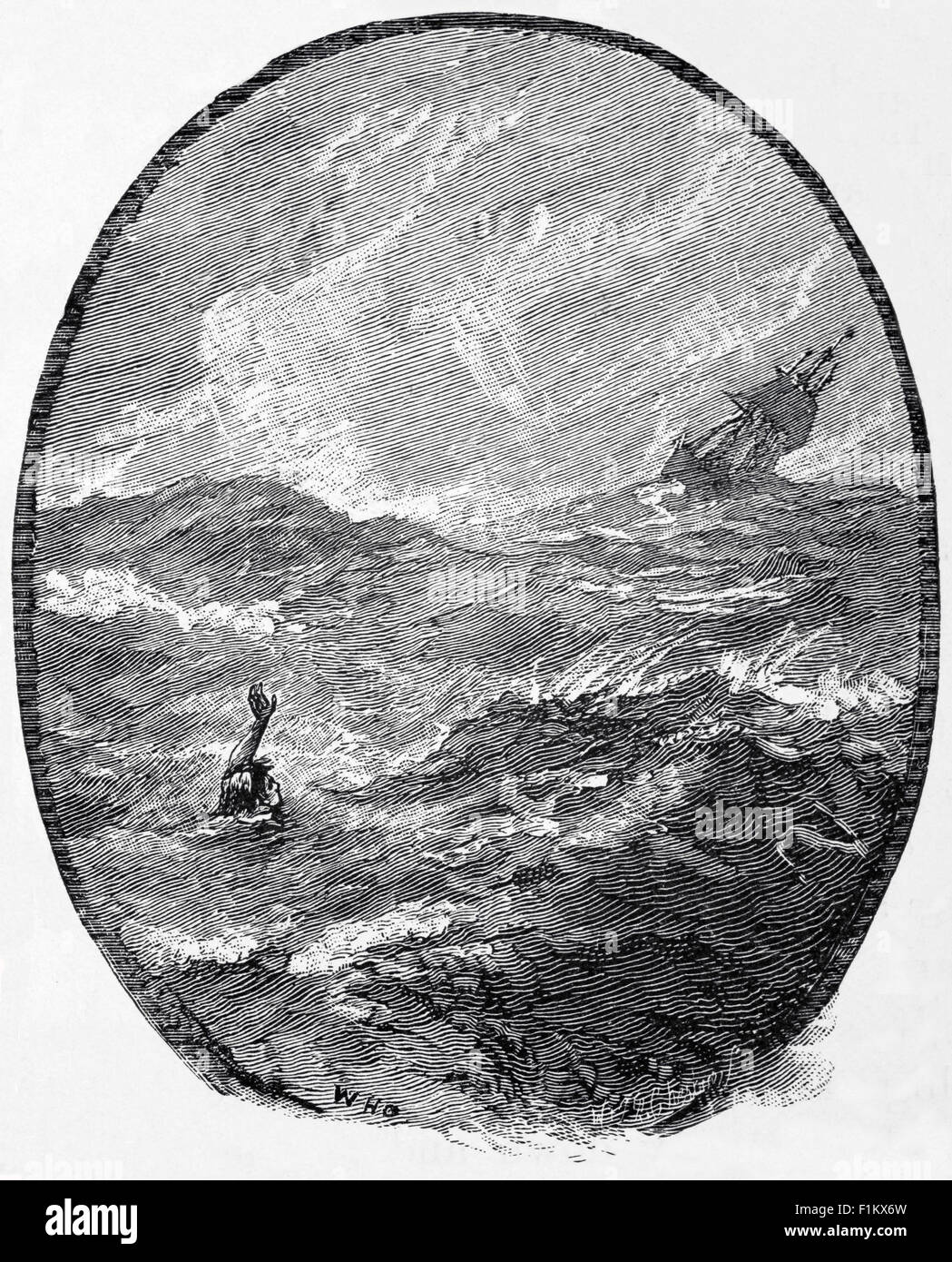 Drawing Engraving Ship Storm High Resolution Stock Photography and ...