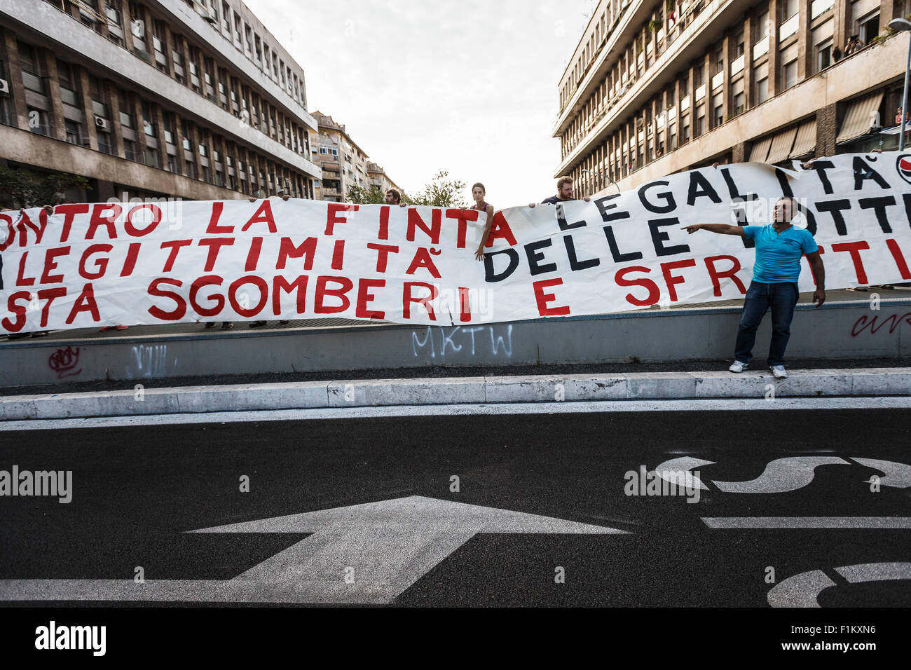 Rome, Italy. 03rd Sep, 2015. Demonstrators gather as they take part in ...