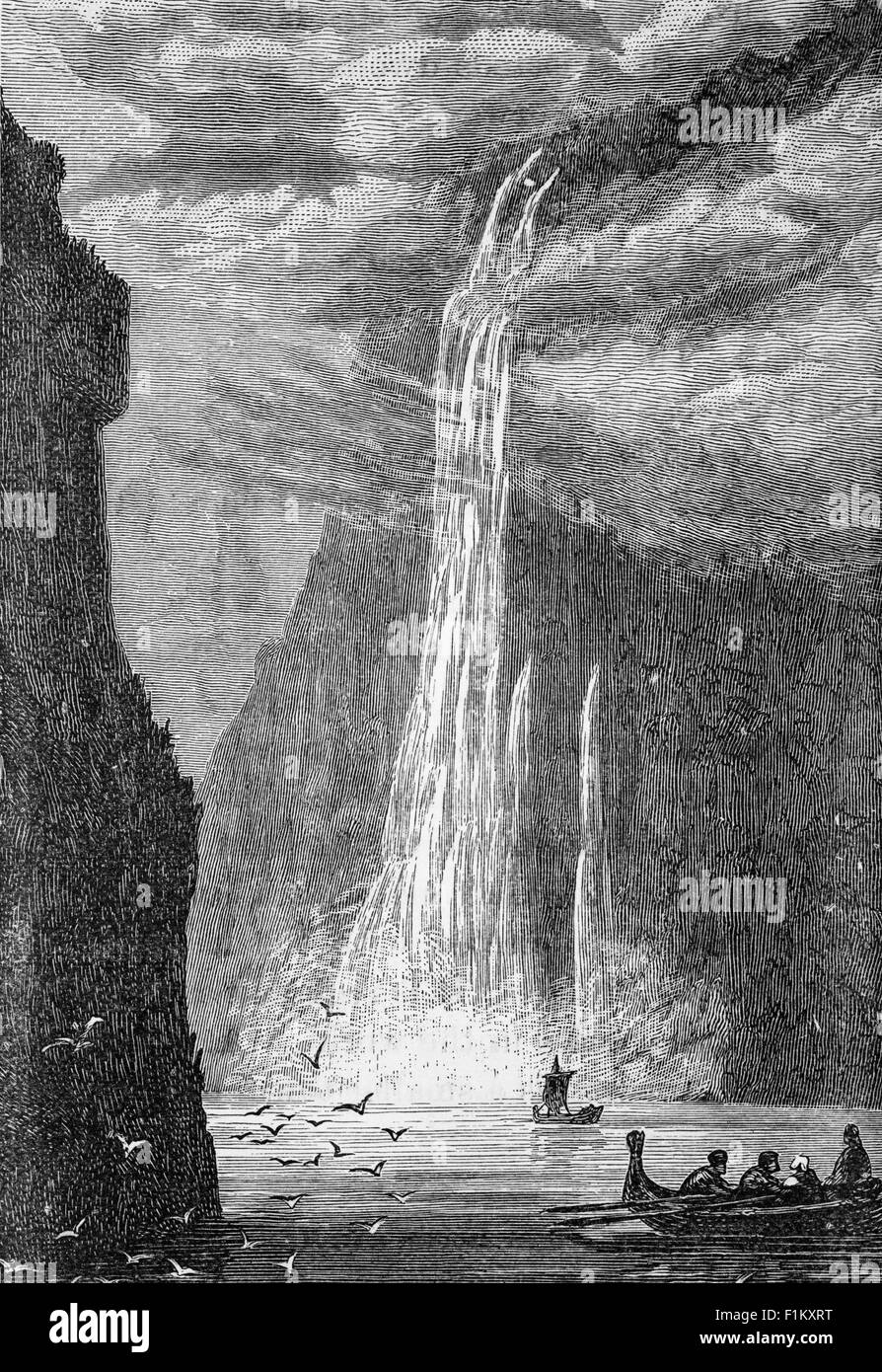 A 19th Century illustration of sight seers at the Seven Sisters ...