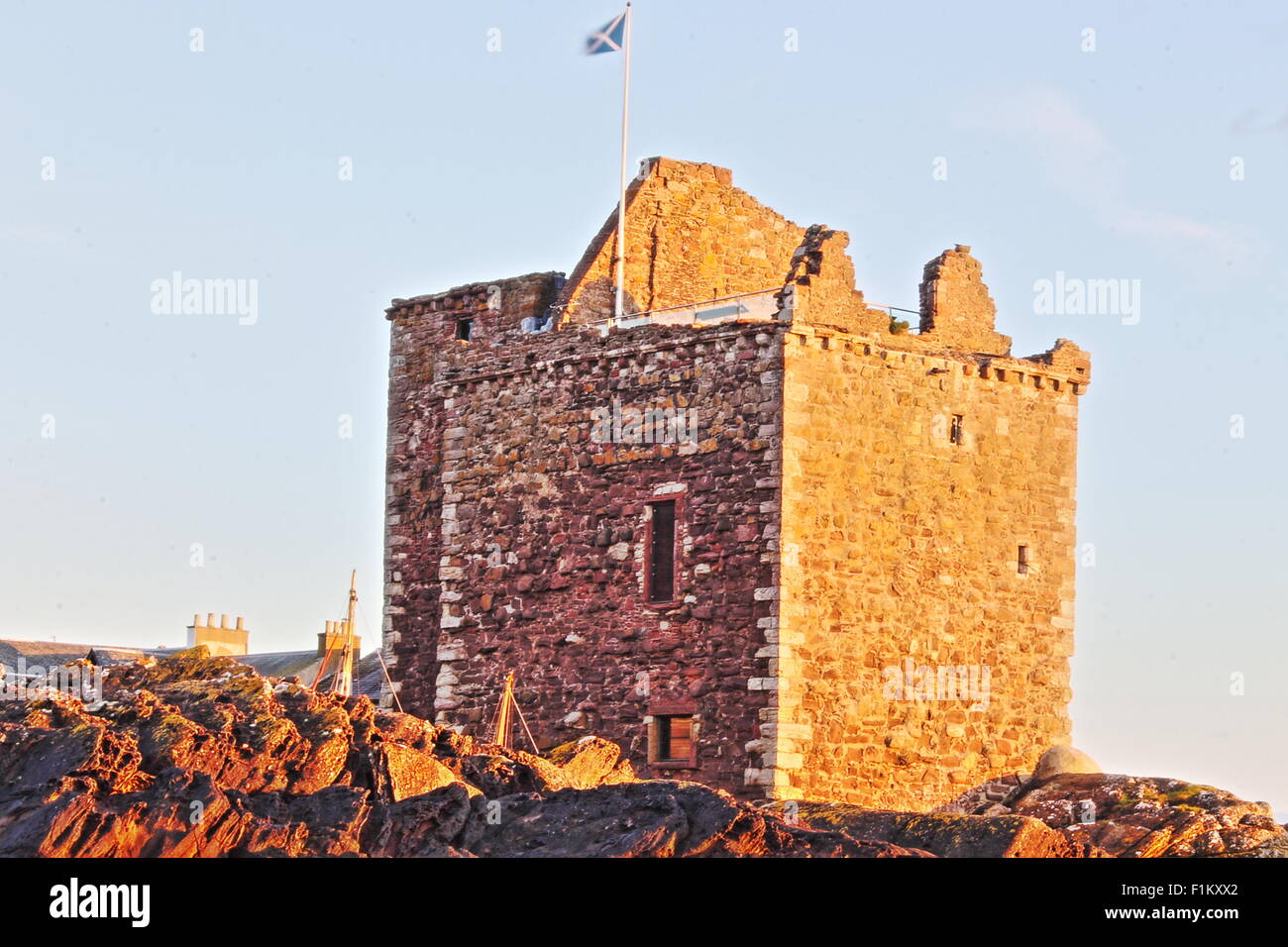 portencross castle at sundown Stock Photo - Alamy