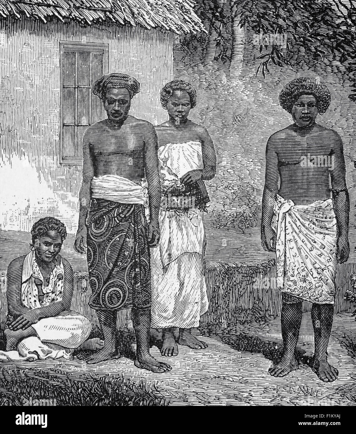 A 19th Century view of a native Family of Tonga and Fuji, Pacific Ocean ...