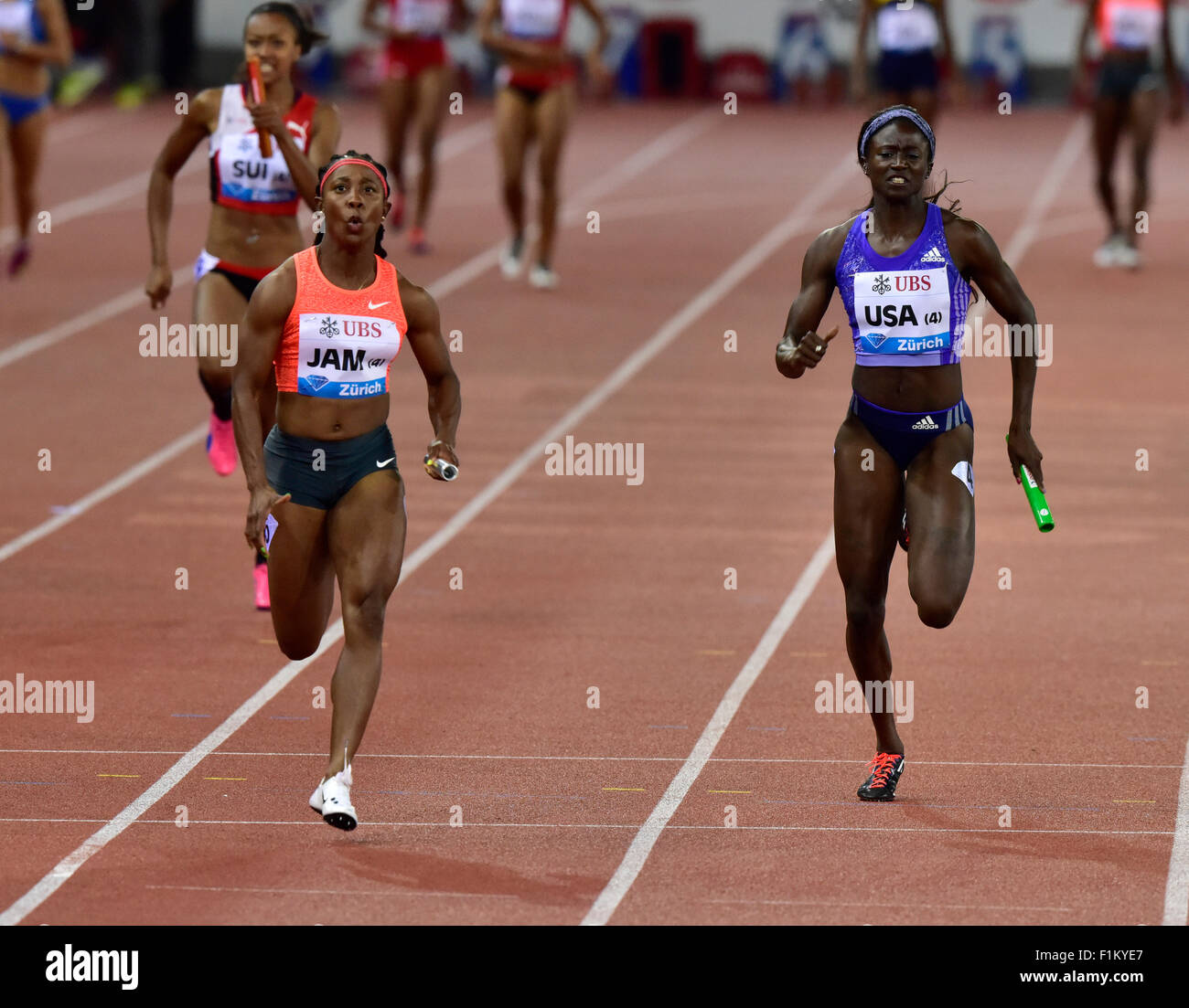 Zurich, Switzerland, 03rd Sep, 2015. Final runners Shelly-Ann Fraser ...