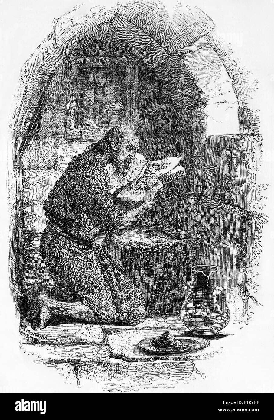 A third century Christian Ascetic in his Cell, Asceticism is a Stock ...