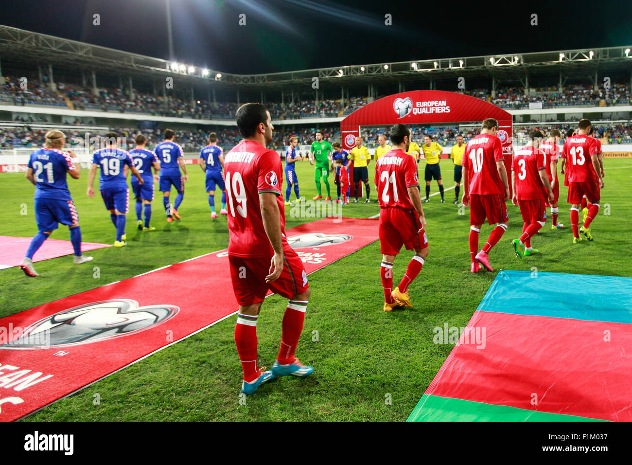 Baku, Azerbaijan. 03rd Sep, 2015. Azerbaijan and Croatia teams ready ...