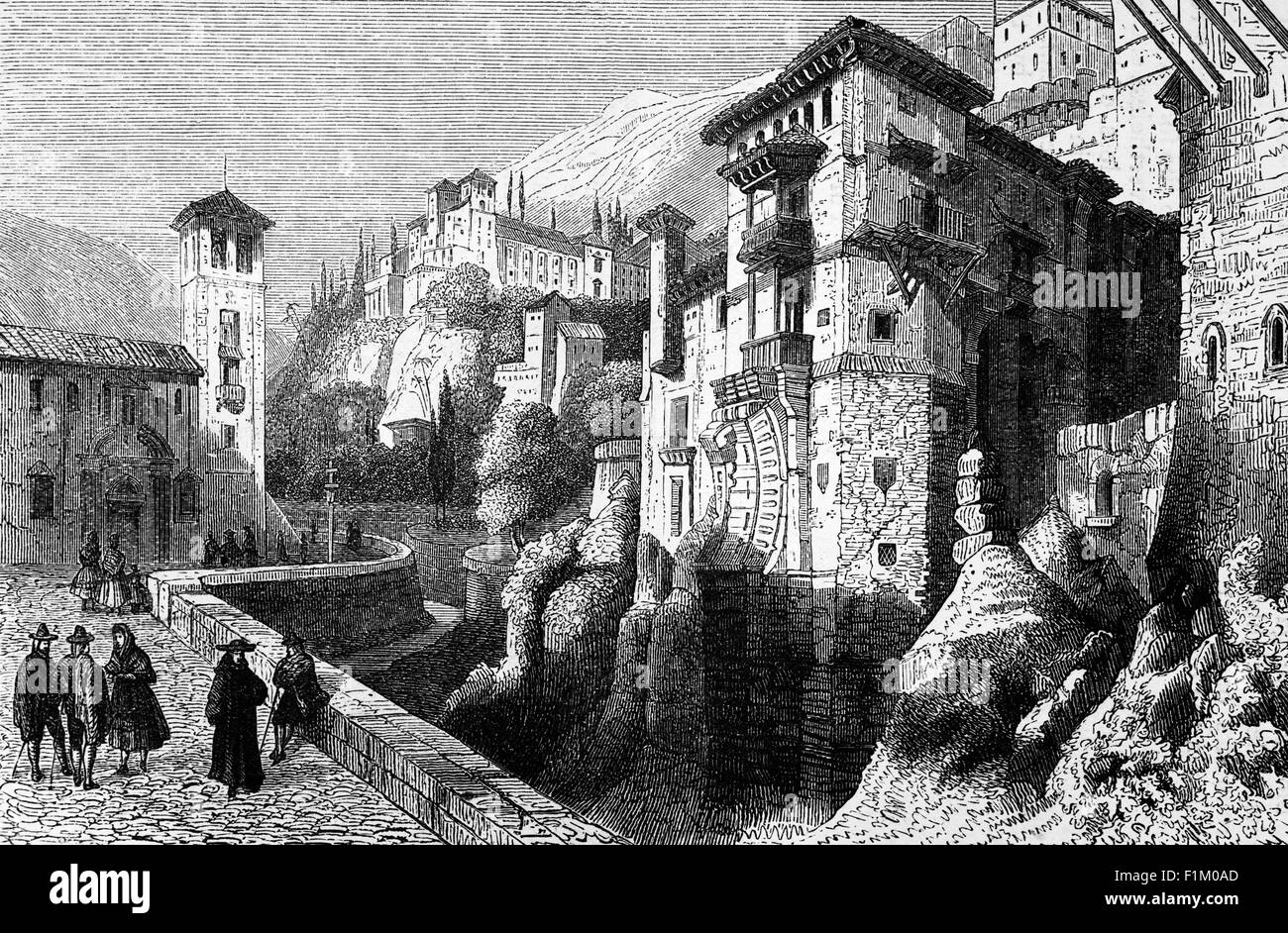 A 16th Century View of Granada below the Alhambra, Arab citadel and ...