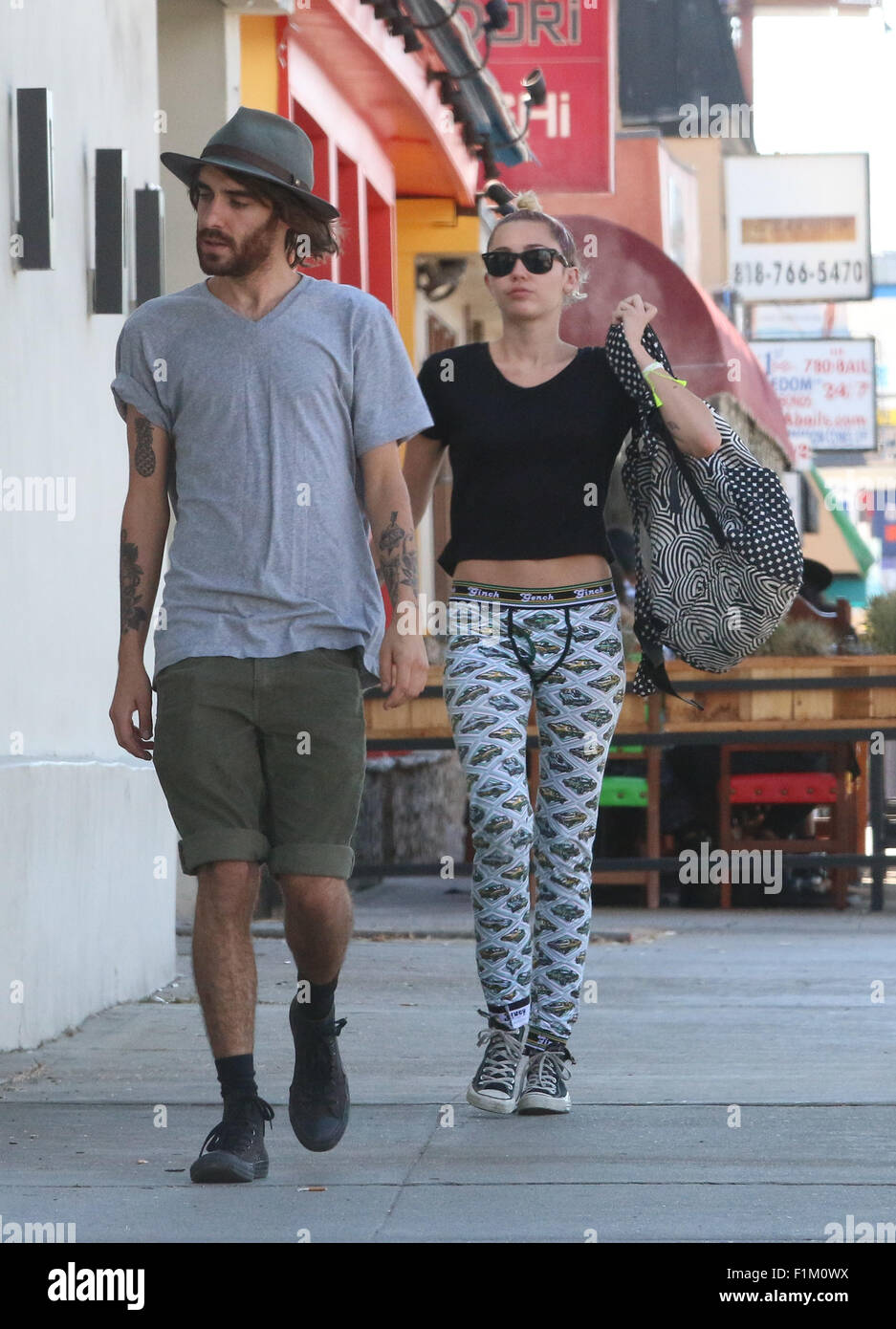 Miley Cyrus spotted leaving a Mexican restaurant in Studio City with ...