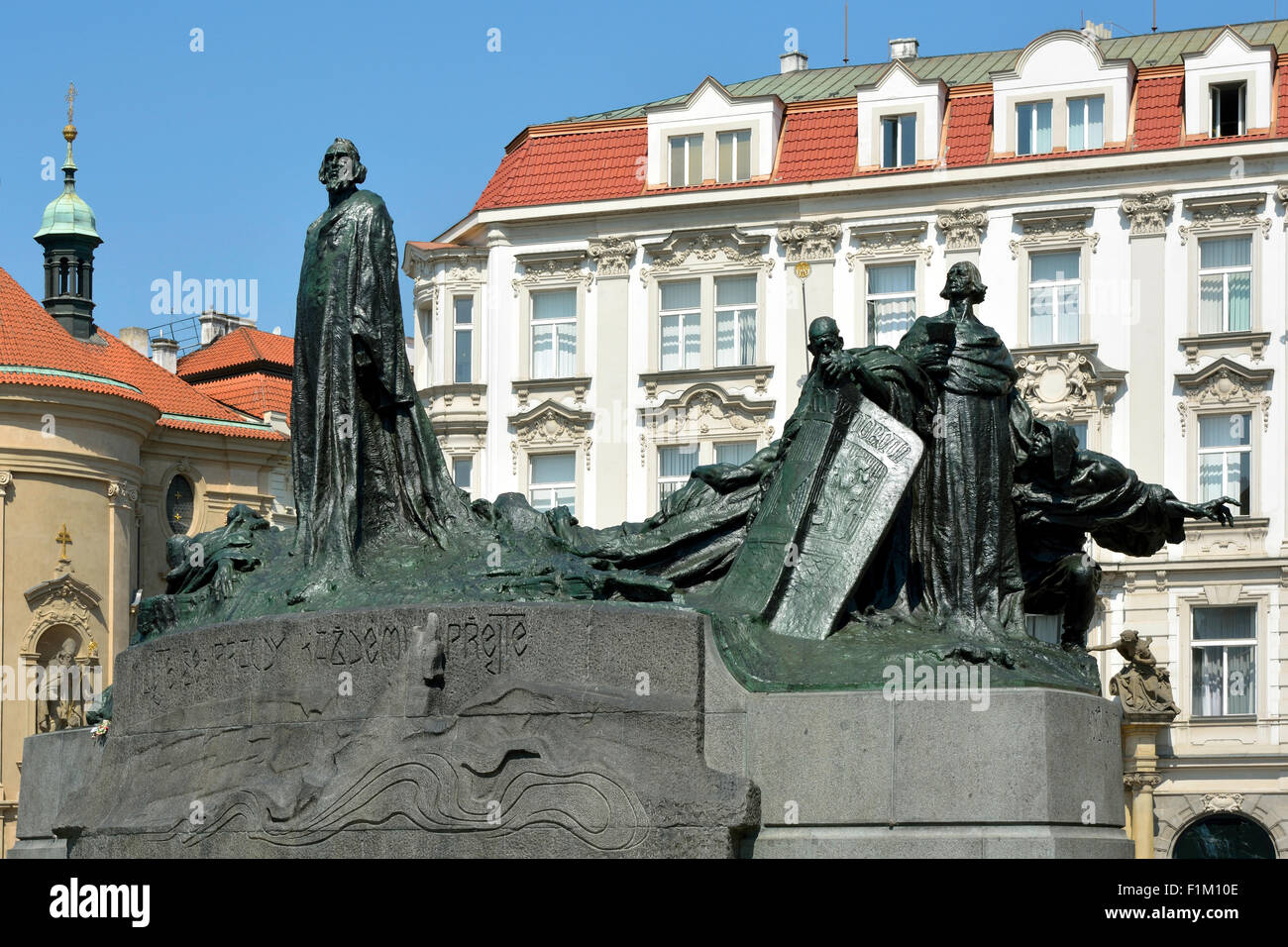 Jan Hus Memorial at the Old Town Square of Prague in the Czech Republic ...