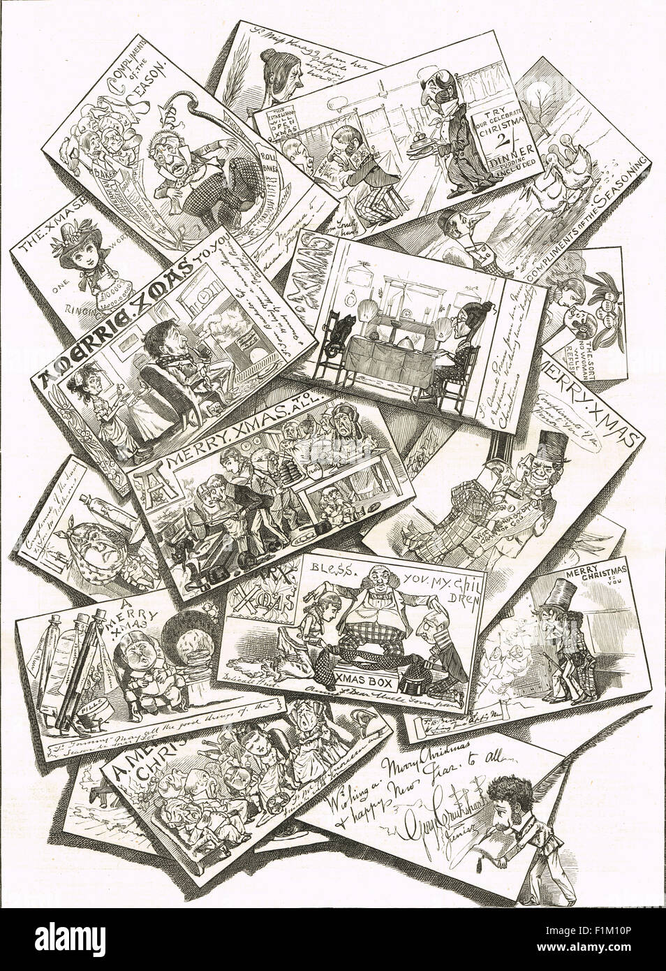 Victorian Christmas Cards Engraving 1877 Stock Photo - Alamy