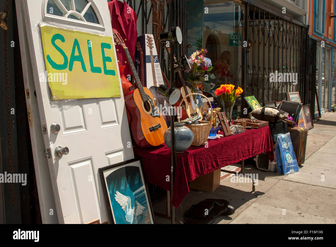 Someone selling their possessions on Mission Street in San Francisco ...