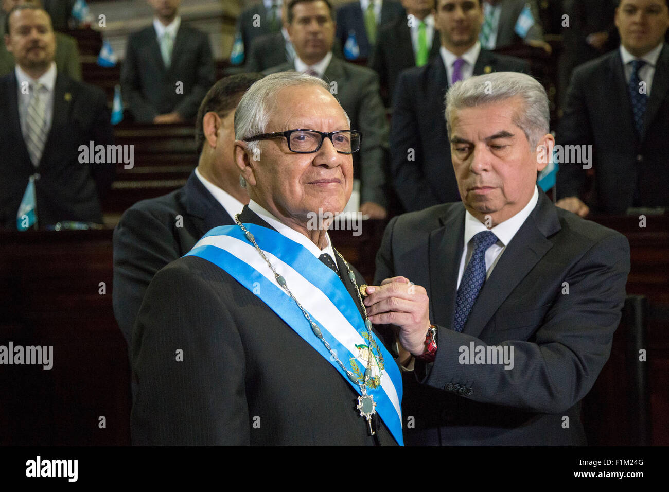 Guatemala City. 3rd Sep, 2015. Guatemalan Congress President Luis Rabbe ...