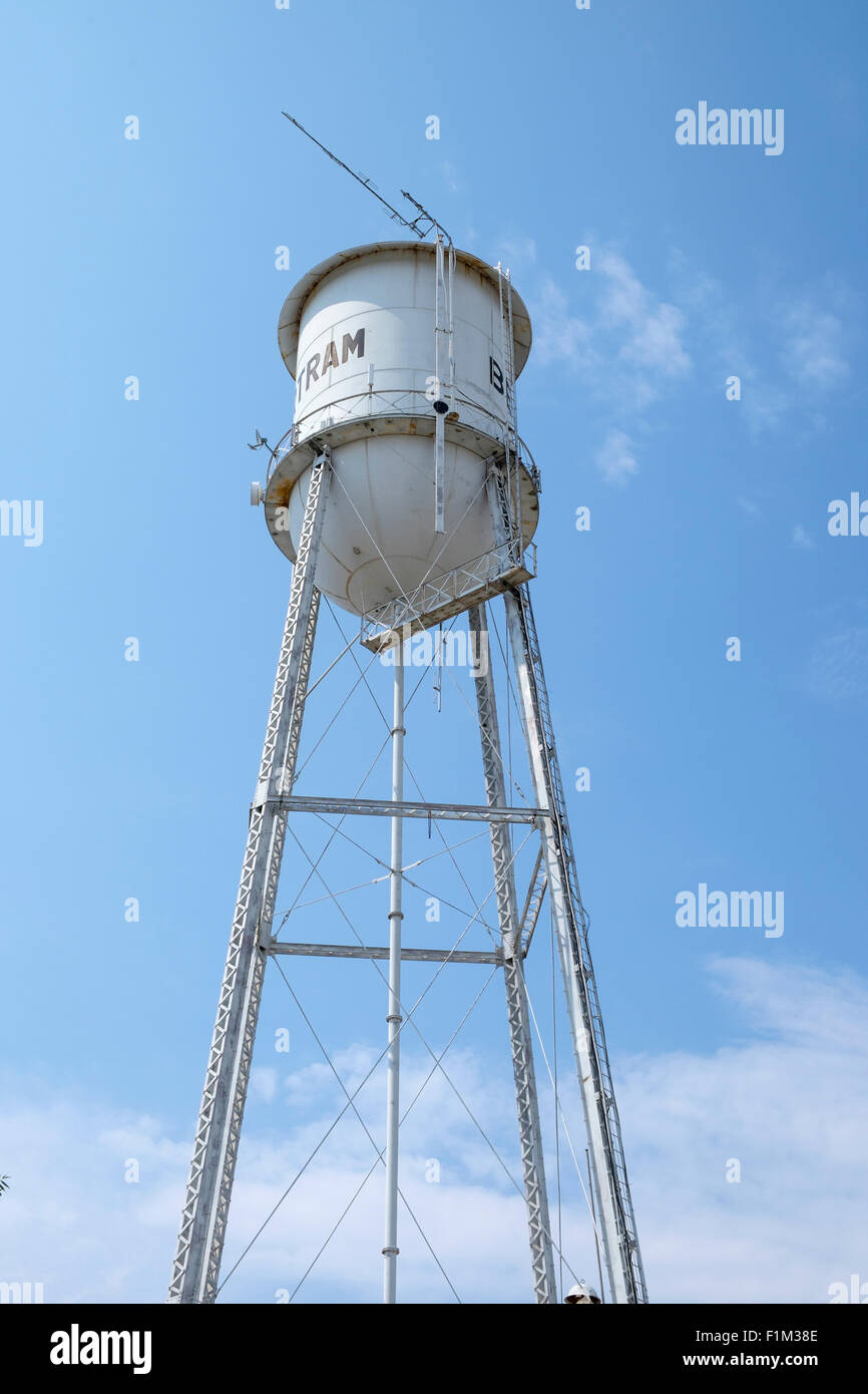 Small town municipal elevated water storage tank Bertram, Texas Stock ...