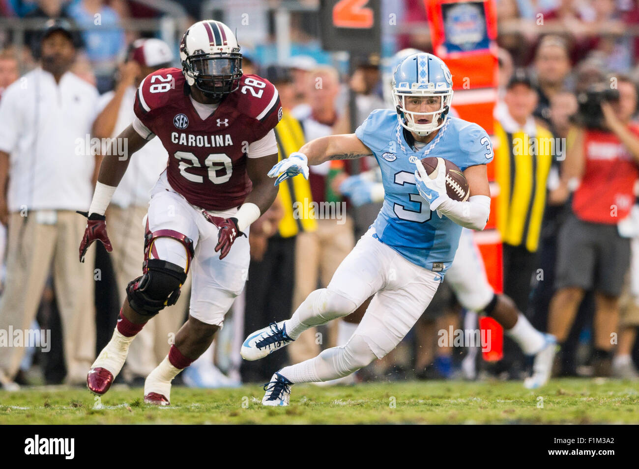 Charlotte, North Carolina, USA, 03rd Sep, 2015. UNC wide receiver Ryan ...