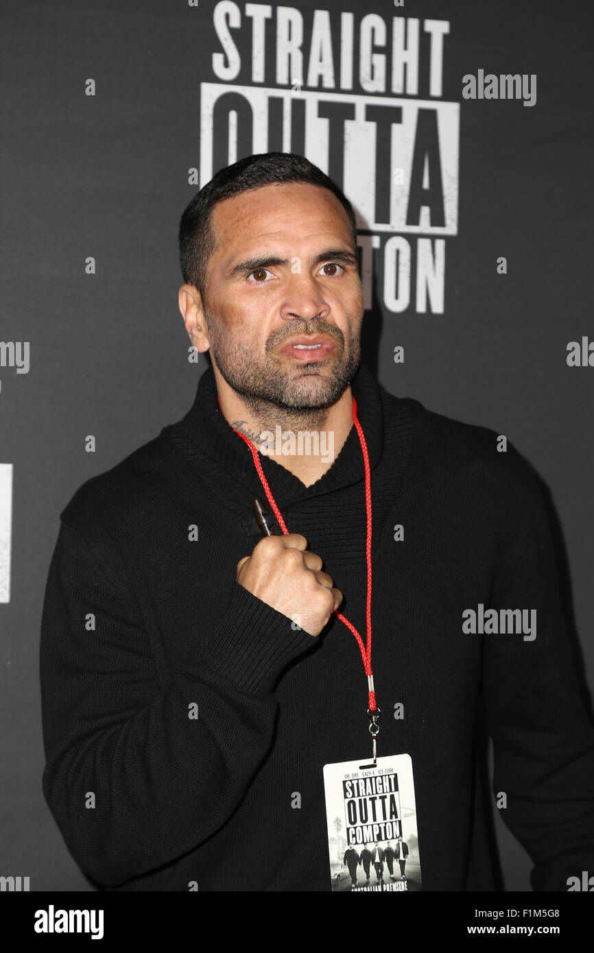 Sydney, Australia. 1 September 2015. Boxer Anthony Mundine on the red ...