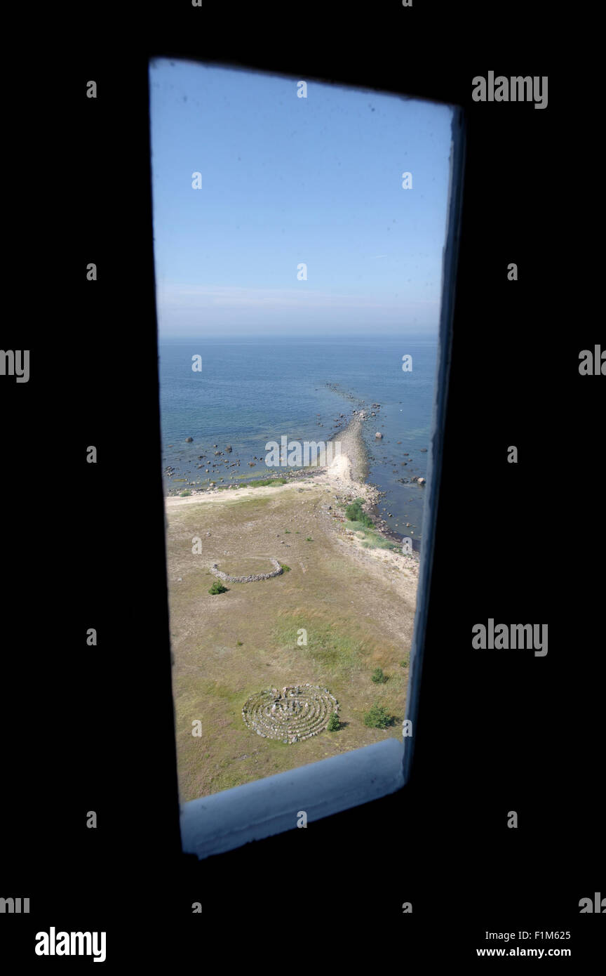 View from the window of the Tahkuna Lighthouse. Island Hiiumaa, Estonia ...