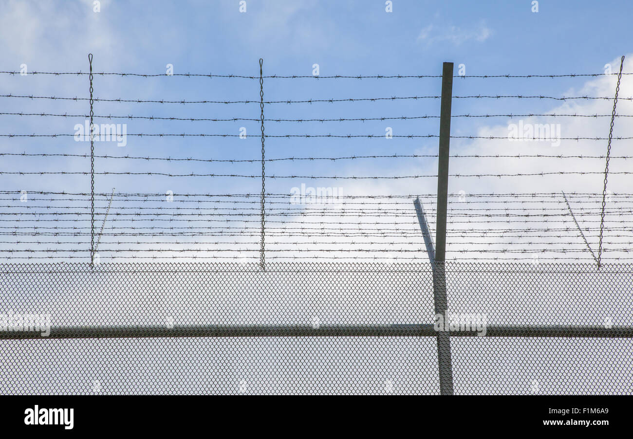 Fence around restricted area, old jail in the Netherlands Stock Photo ...
