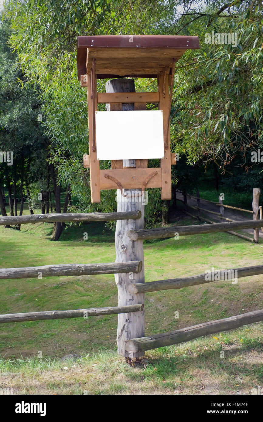 Forest wooden bulletin notice board sign with empty area Stock Photo ...