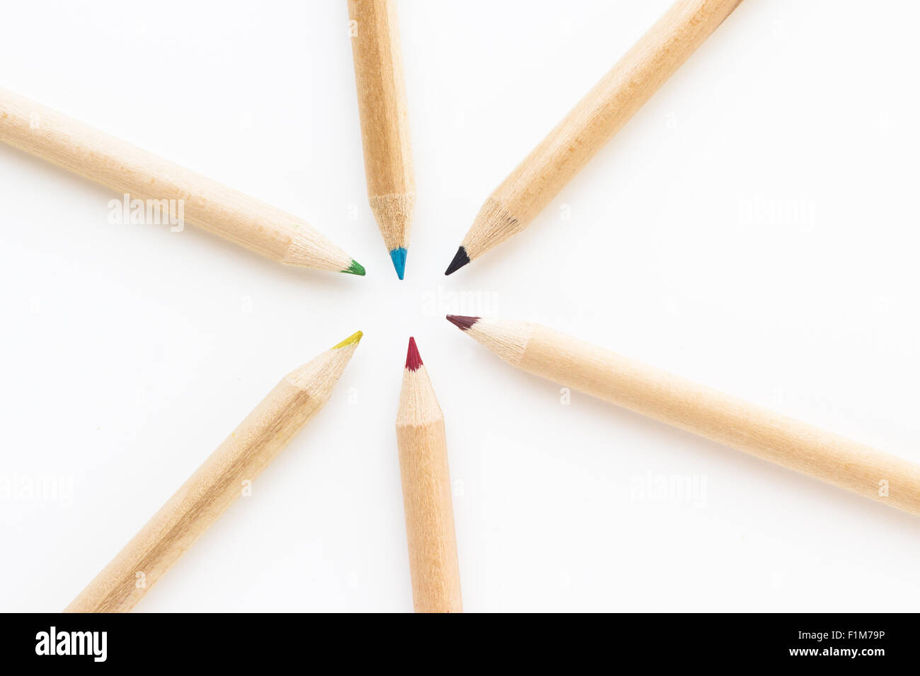 Group of crayons on white background and seen from above Stock Photo ...