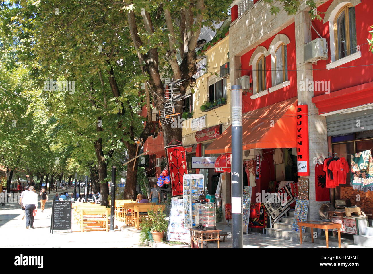 Pedestrianised street of Rruga Murat Toptani, Tirana, Albania, Balkans ...