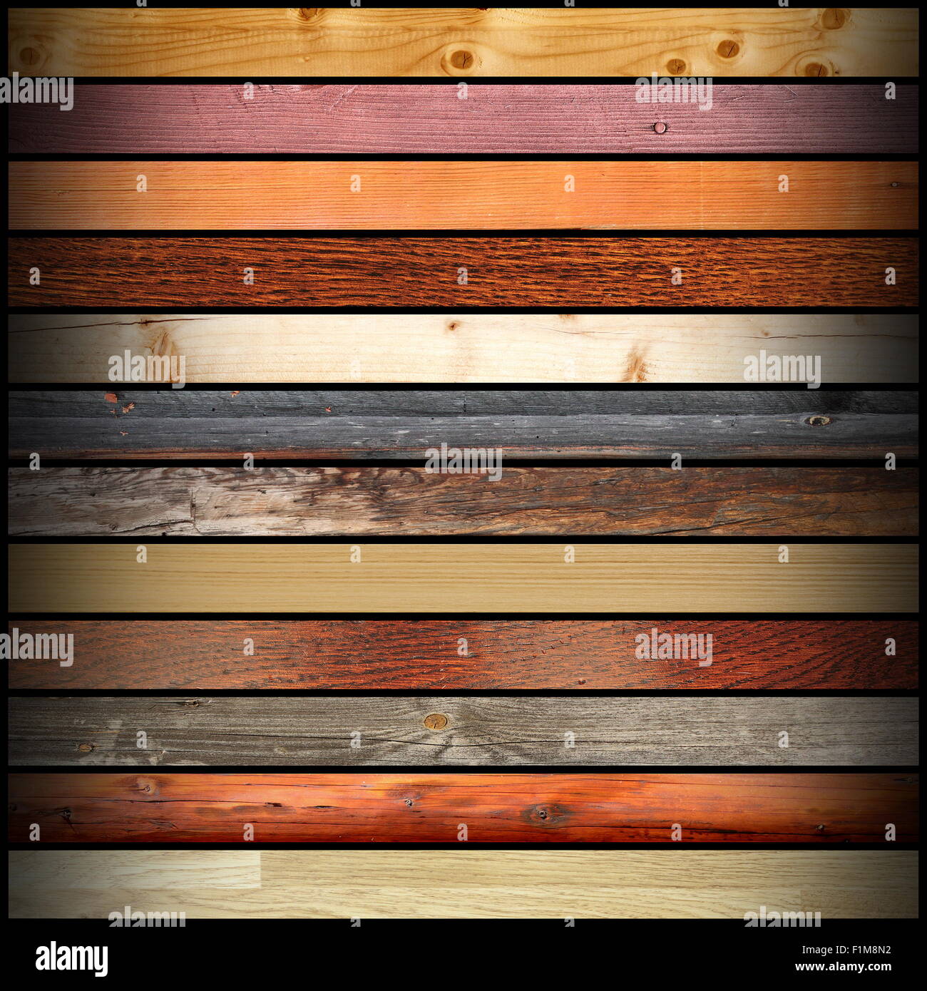 collage with colorful different wood boards on dark background for your ...