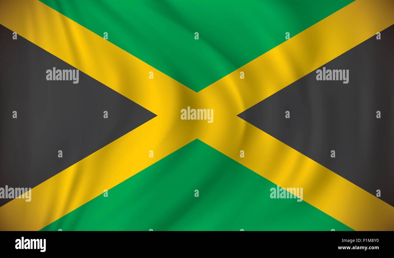 Waving national flag jamaica Stock Vector Images - Alamy