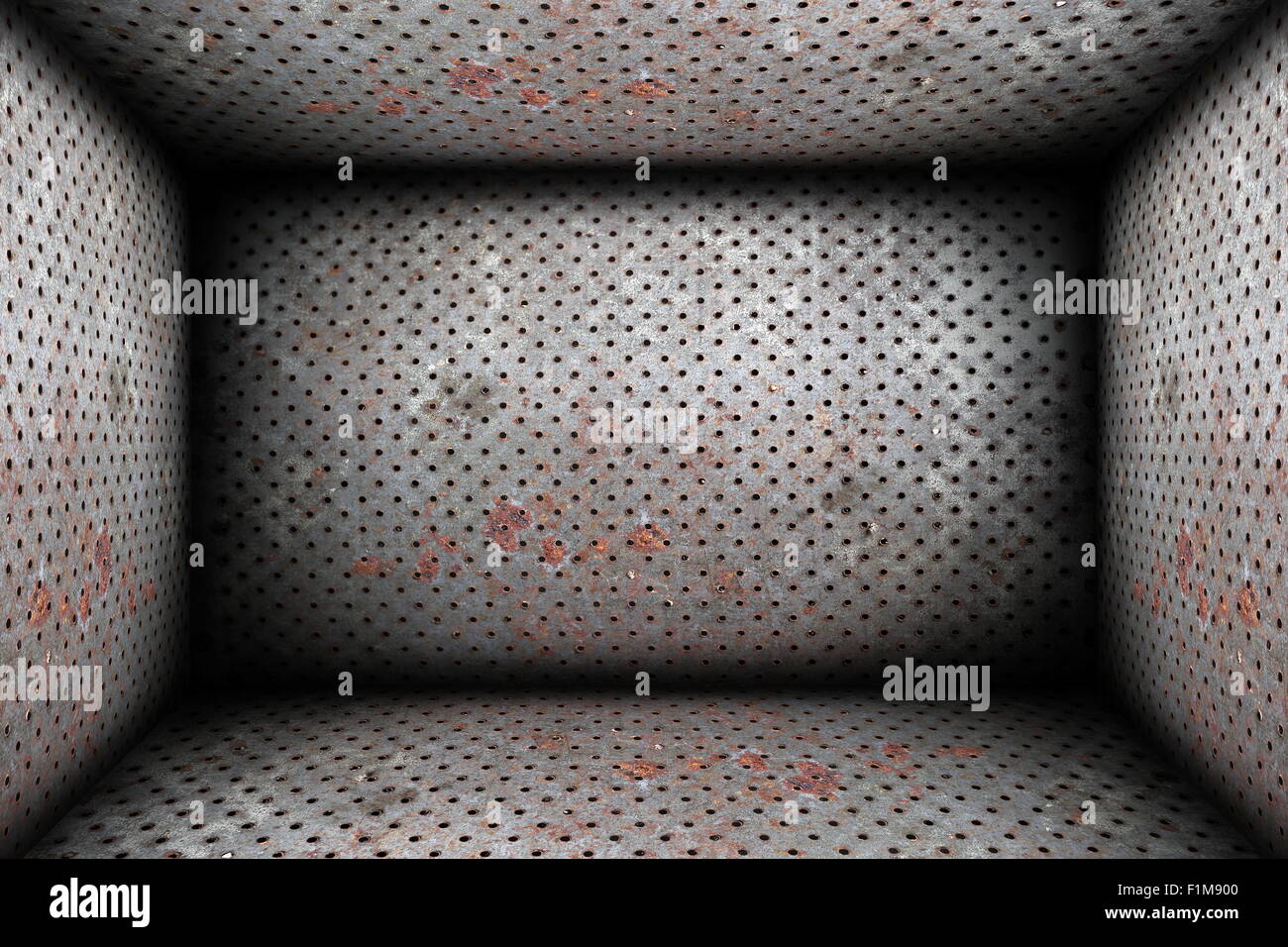 empty interior backdrop of metallic circle mesh pattern texture ready ...