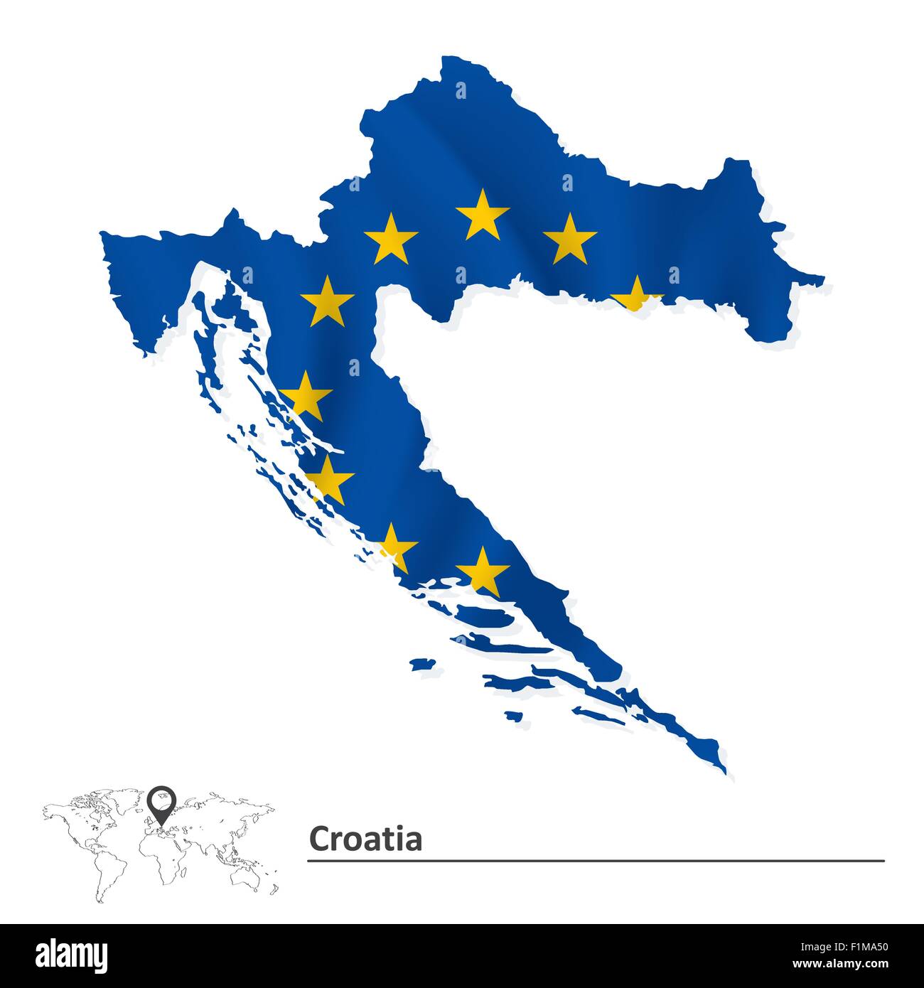 Map of Croatia with European Union flag - vector illustration Stock ...