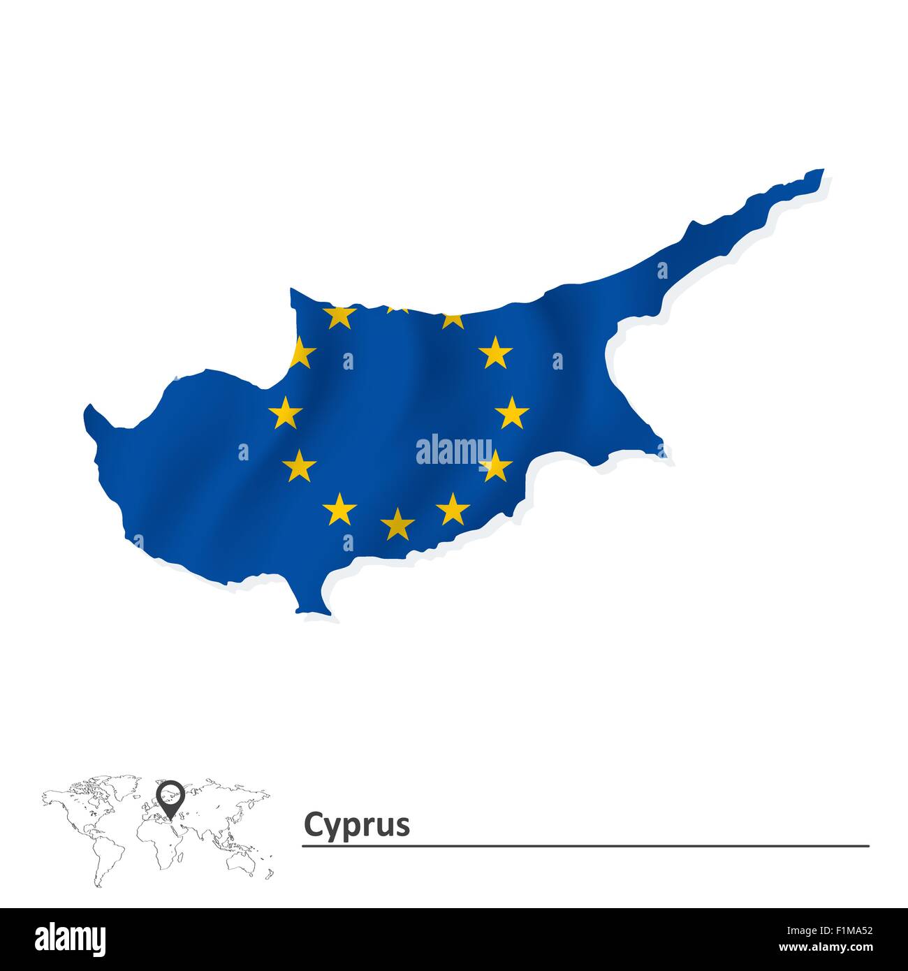 Map of Cyprus with European Union flag - vector illustration Stock ...