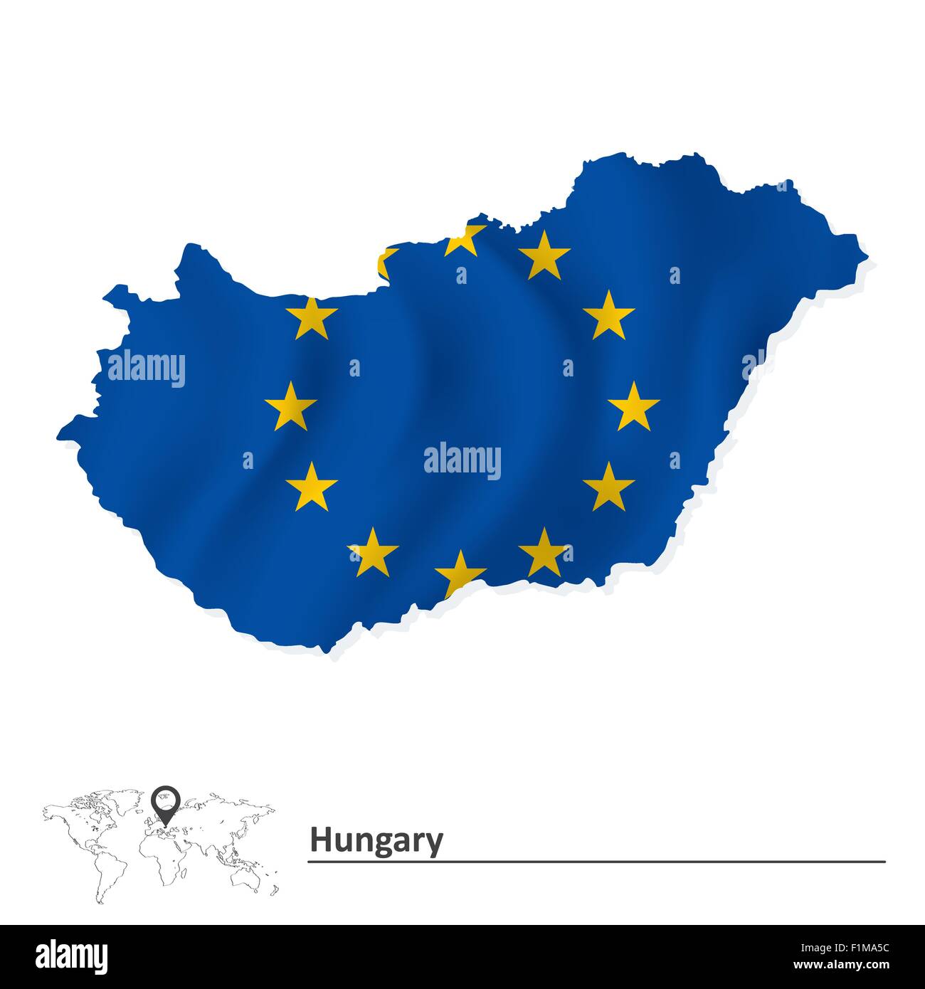 Map of Hungary with European Union flag - vector illustration Stock ...