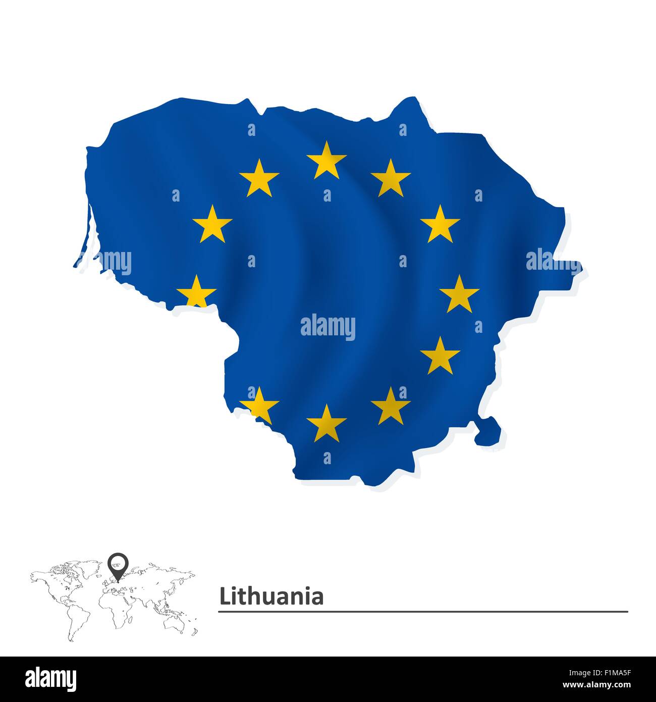 Map of Lithuania with European Union flag - vector illustration Stock ...