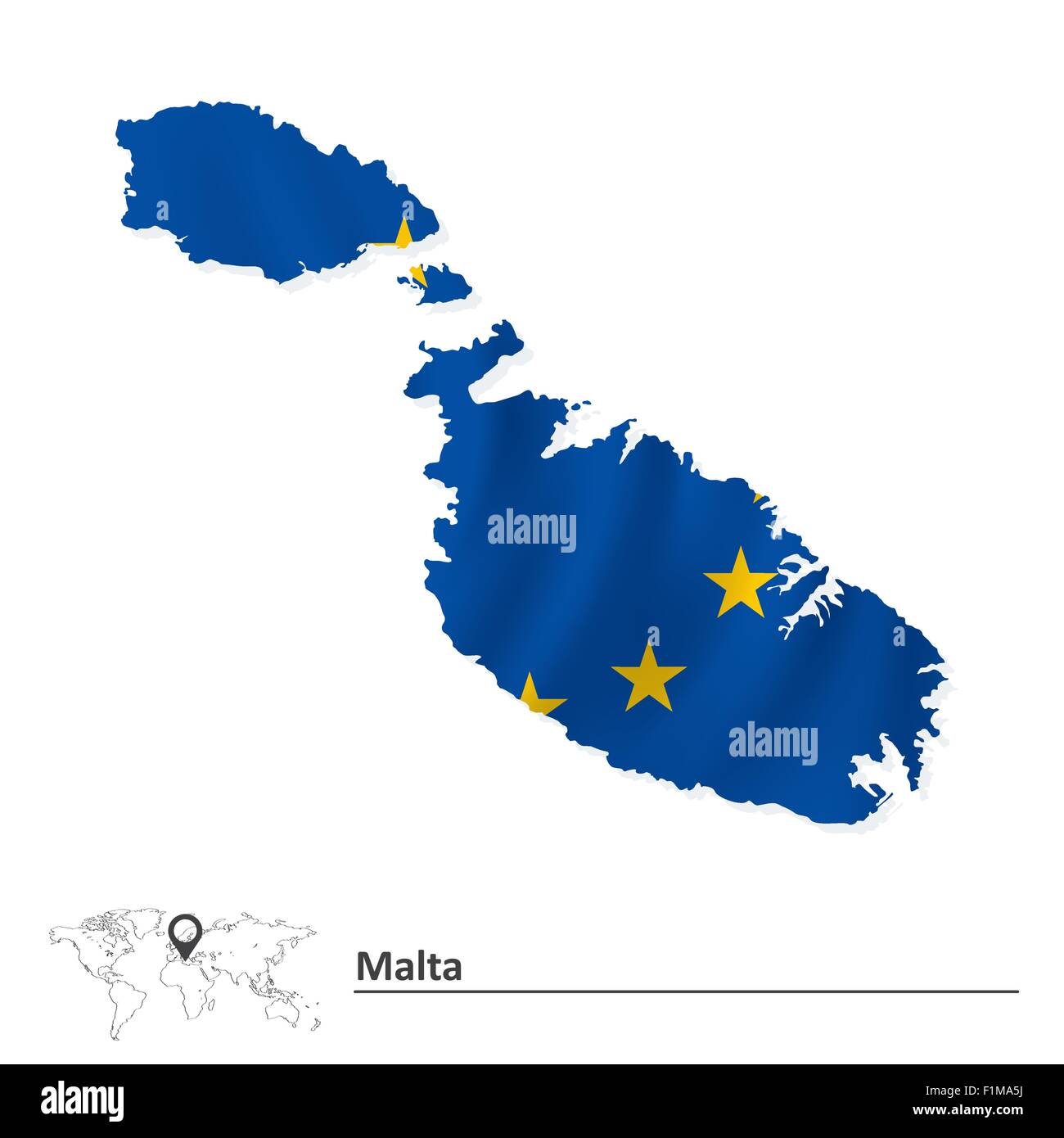 Map of Malta with European Union flag - vector illustration Stock ...