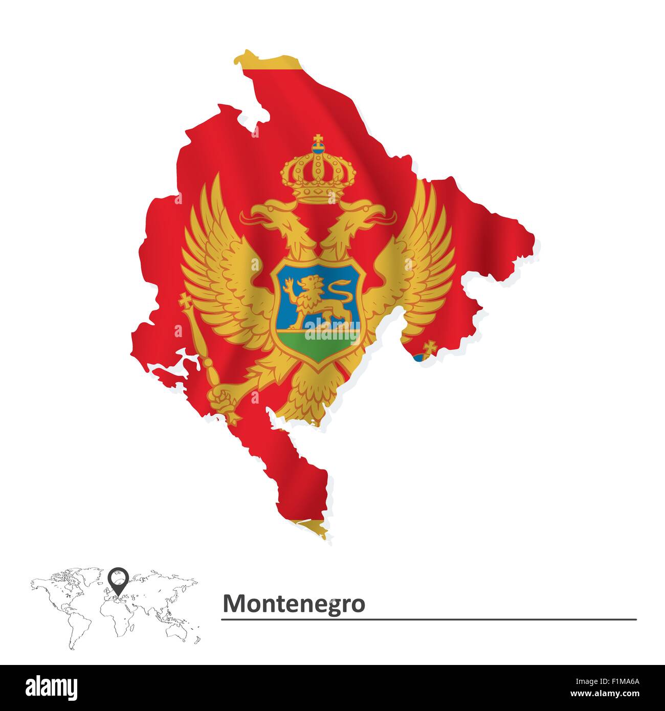Map of Montenegro with flag - vector illustration Stock Vector Image & Art - Alamy