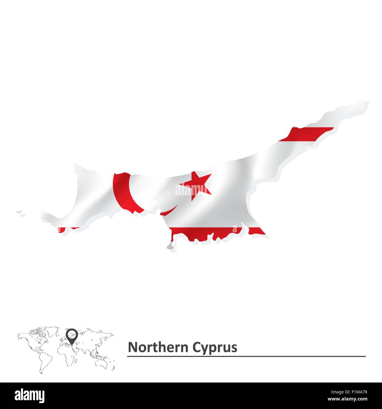 Map of Northern Cyprus with flag - vector illustration Stock Vector ...