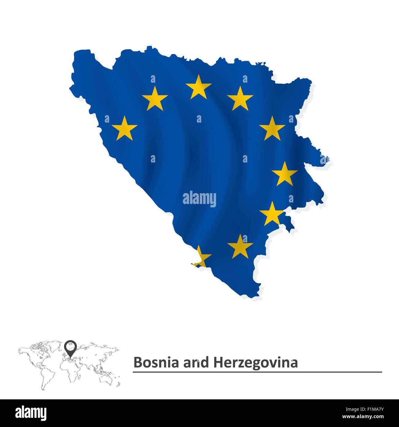 Map of Bosnia and Herzegovina with European Union flag - vector ...